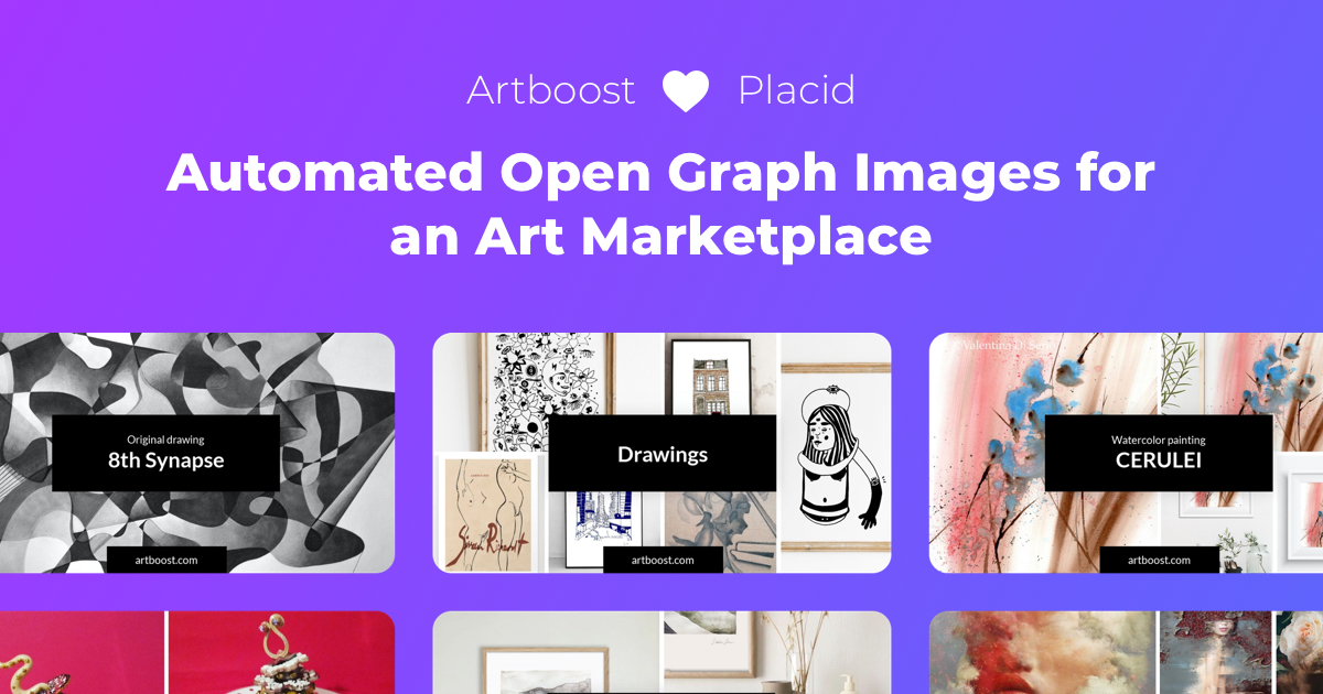 Artboost: Automated Open Graph images for an art marketplace - Placid.app - Placid.app